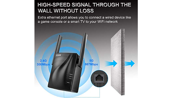Rock Space WiFi Range Extender w/ 1200Mbps Signal Booster - Say goodby ...